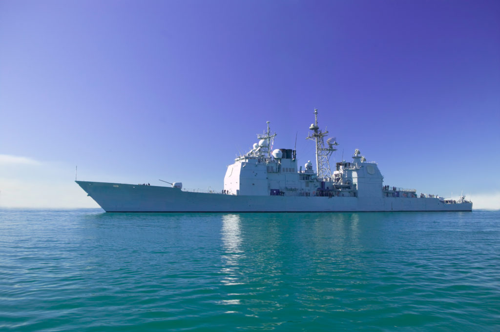 Ticonderoga class cruiser at sea on a clear sunny day - Netcom
